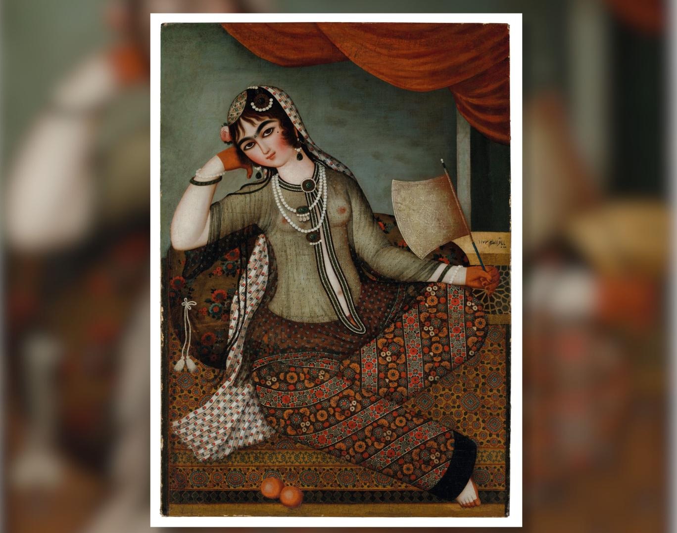نقاشی حراج‌شده در کریستی نیمه پنهان پوشاک زنان ایرانی را نشان می‌دهد